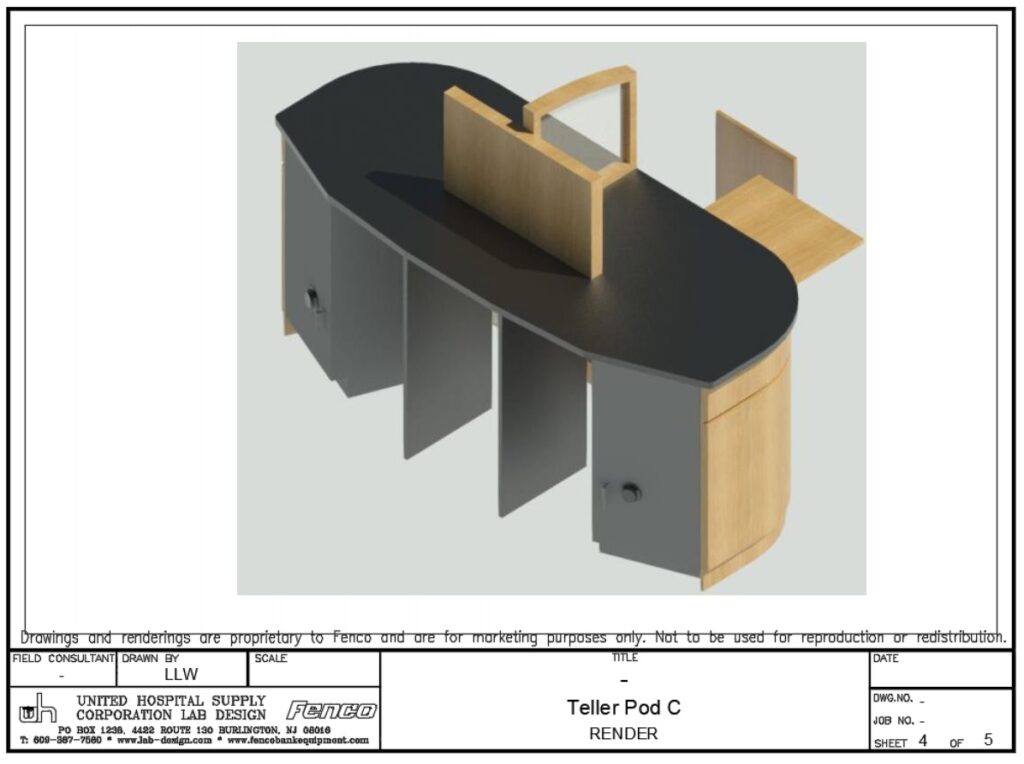 Teller Pod Drawings - Fenco Bank Equipment